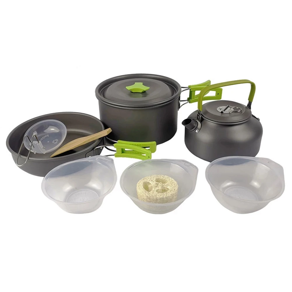 Portable Camping Cookware Set Hard Aluminum Oxide 2-3 People Kitchen ...