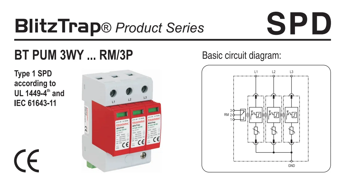 120V/208V 277V/480V AC 8kA 20kA 50kA 3W+G 3 Phase Wye SPD Supresor De ...