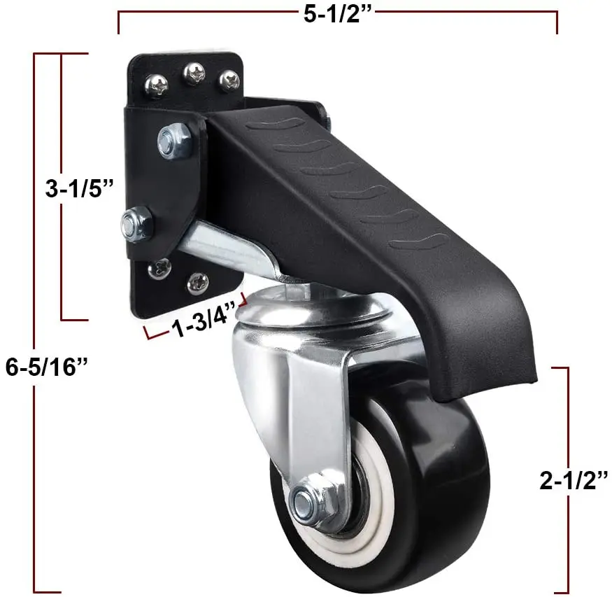 Heavy Duty Retractable Casters - 600 Lbs Capacity Set of 4