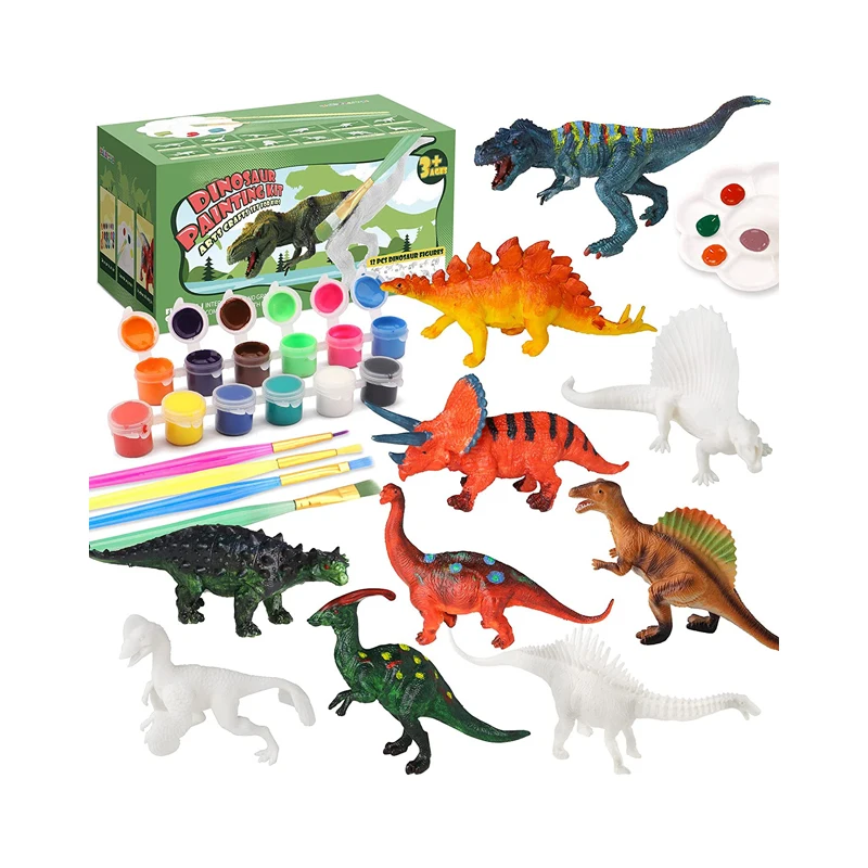 dinosaur coloring set Mini Dinosaur Action Figures Painting Set Drawing ...