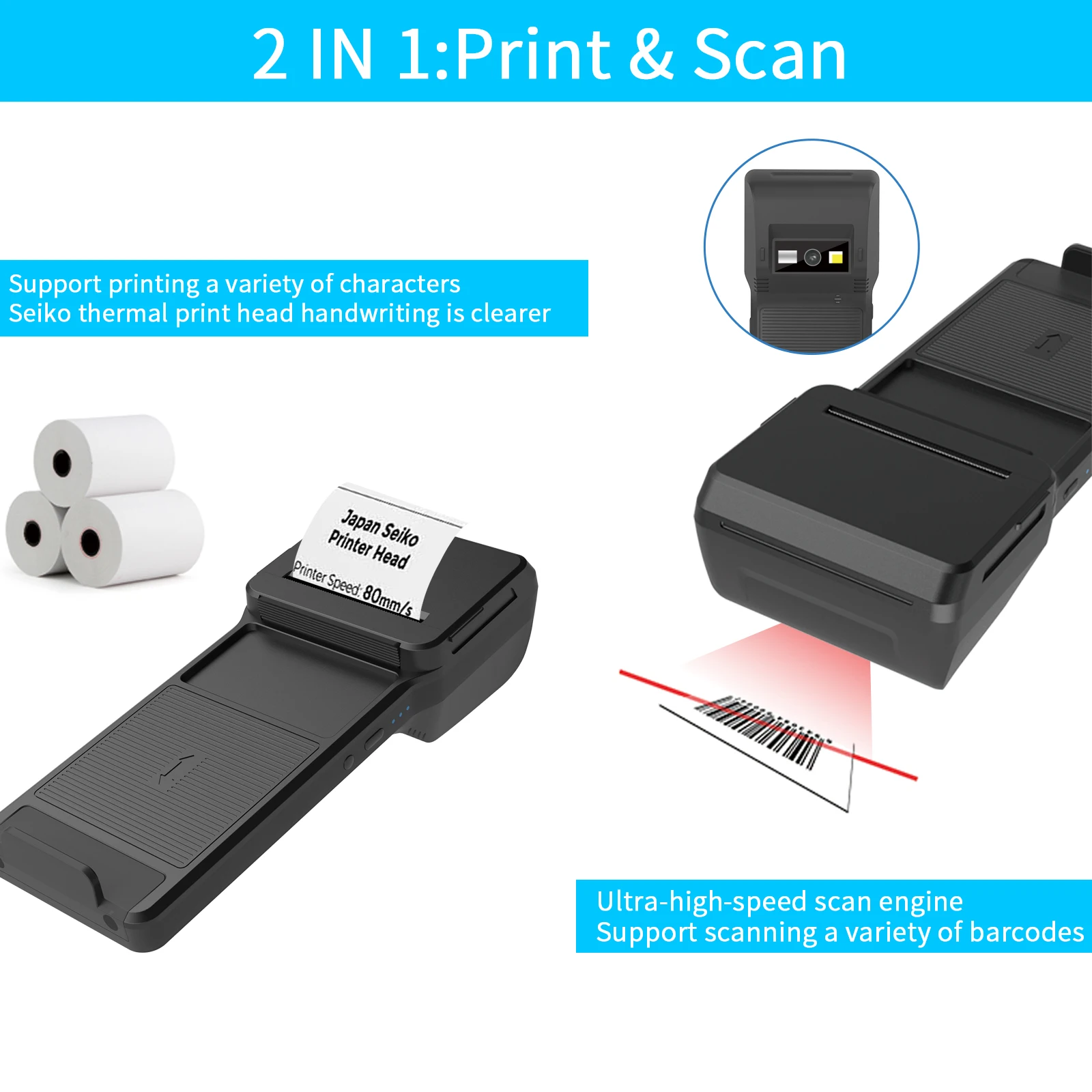 2 in 1 Printing and Scanning Back Clip for Restaurant Payments