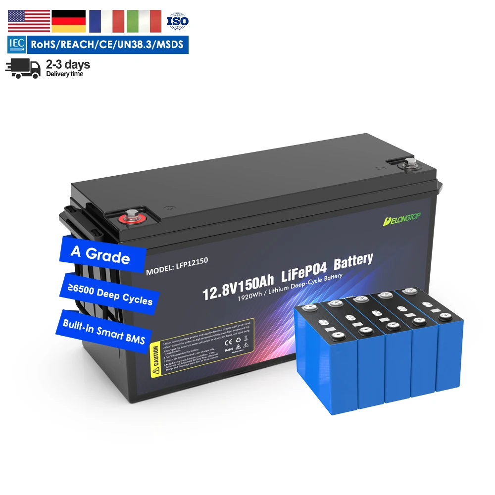Delong Grade a Lithium Ion Batteries with BMS Solar 12V 150ah LiFePO4 ...
