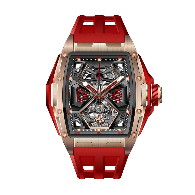 Mens Luxury Square Watches Analog Punk Chronograph Unique Sports Wrist ...