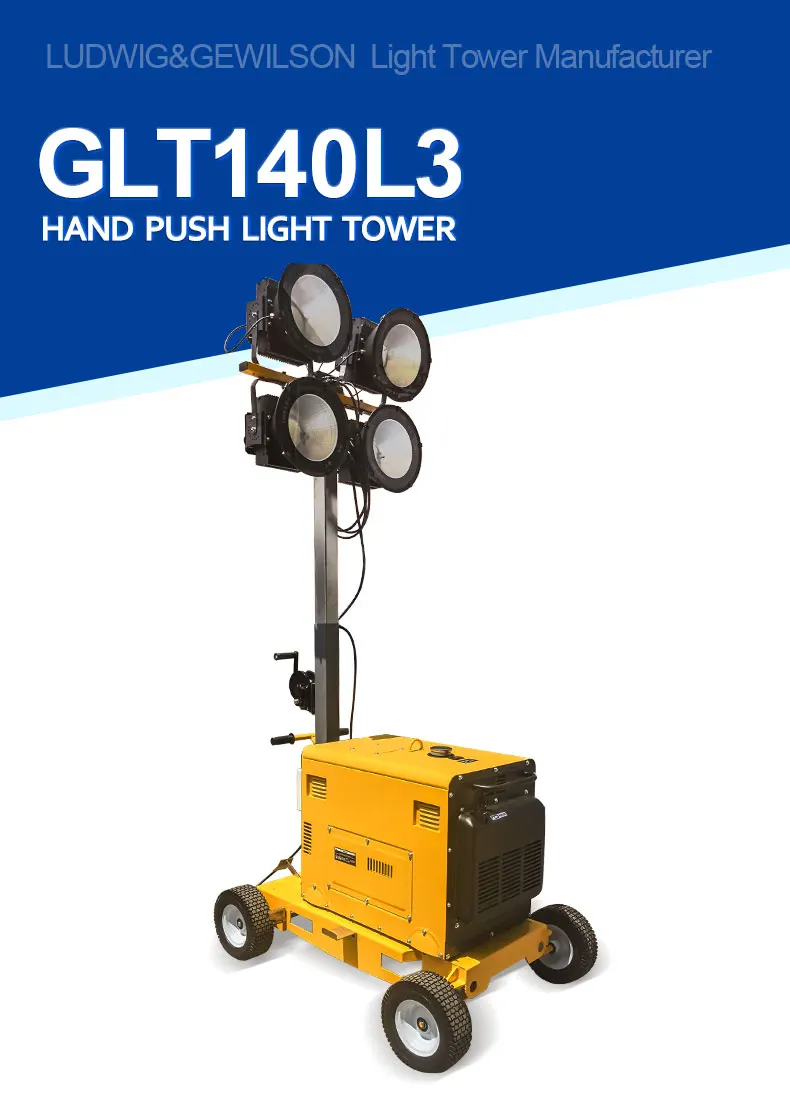 4x1000w LED Construction Light Tower with Diesel Generator