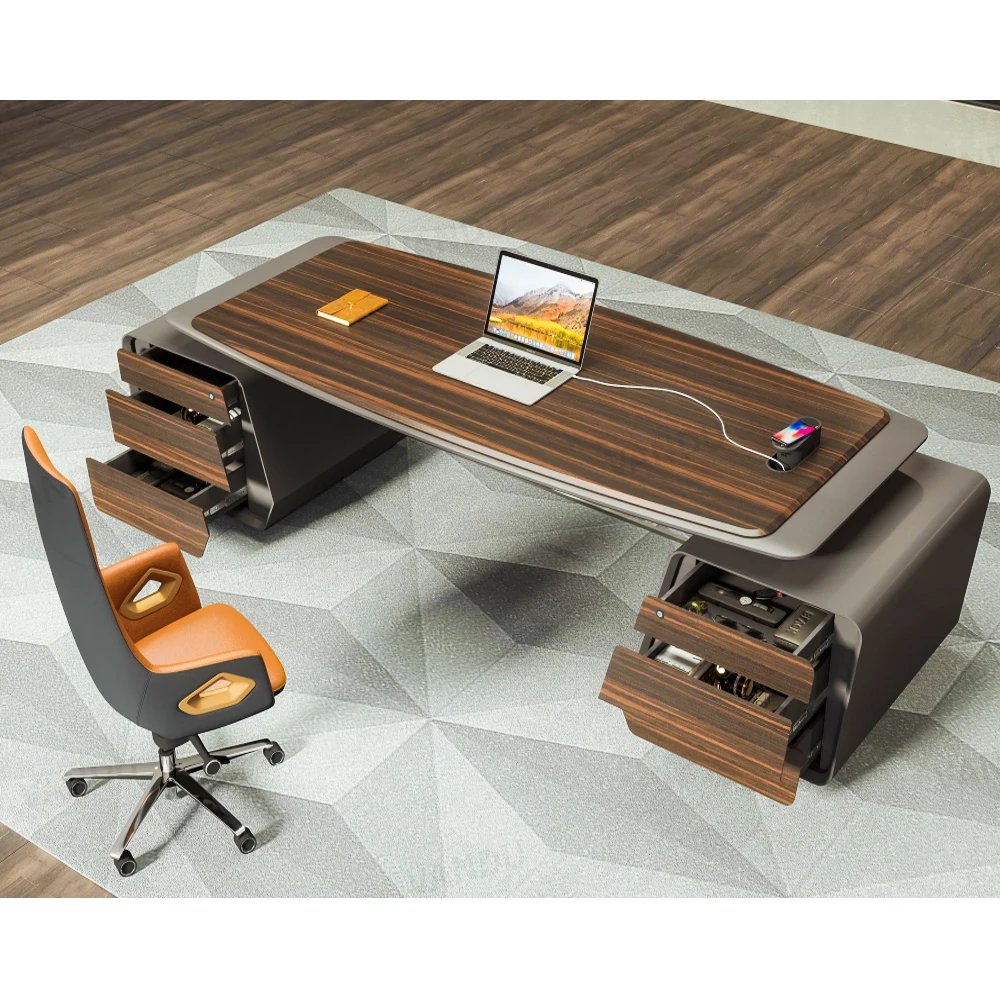 Modern fashion office l shaped boss table MDF/MFC melamine contemporary ...