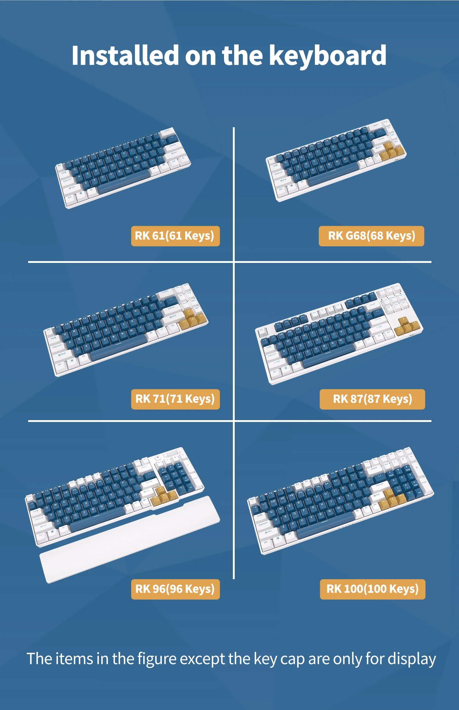 Royal Kludge Custom Colorblock Keycaps 115 Keys Three Color Keycaps Pbt ...