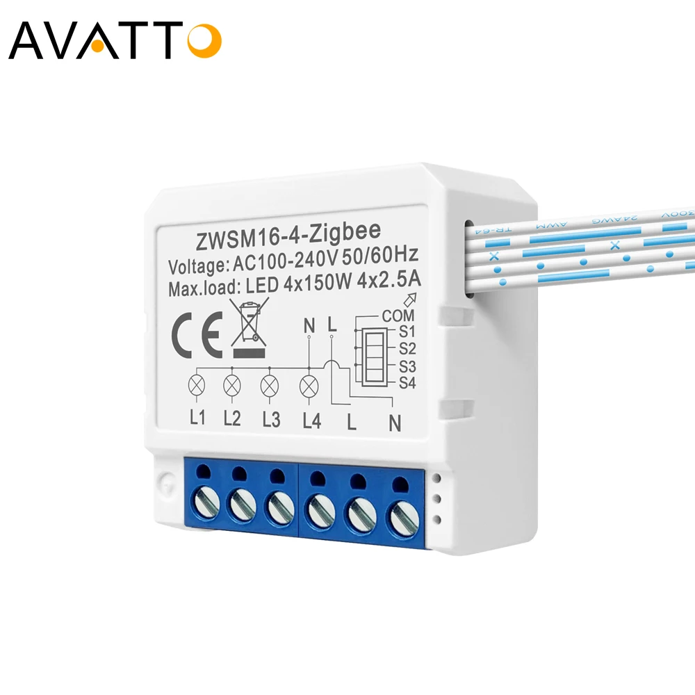 Avatto Mini Zigbee Switch 4 Gang Control Timer Switches Relay ...