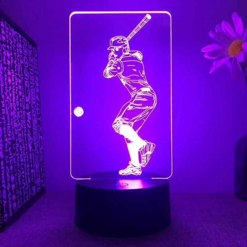 Baseball Gift Souvenir 3D Illusion Lamp Laser Engraved Acrylic LED ...