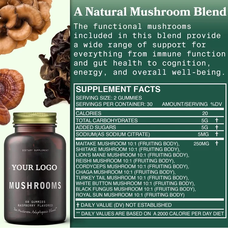 Customized Private Label Oem Raspberry Mushroom Gummies Mushroom ...
