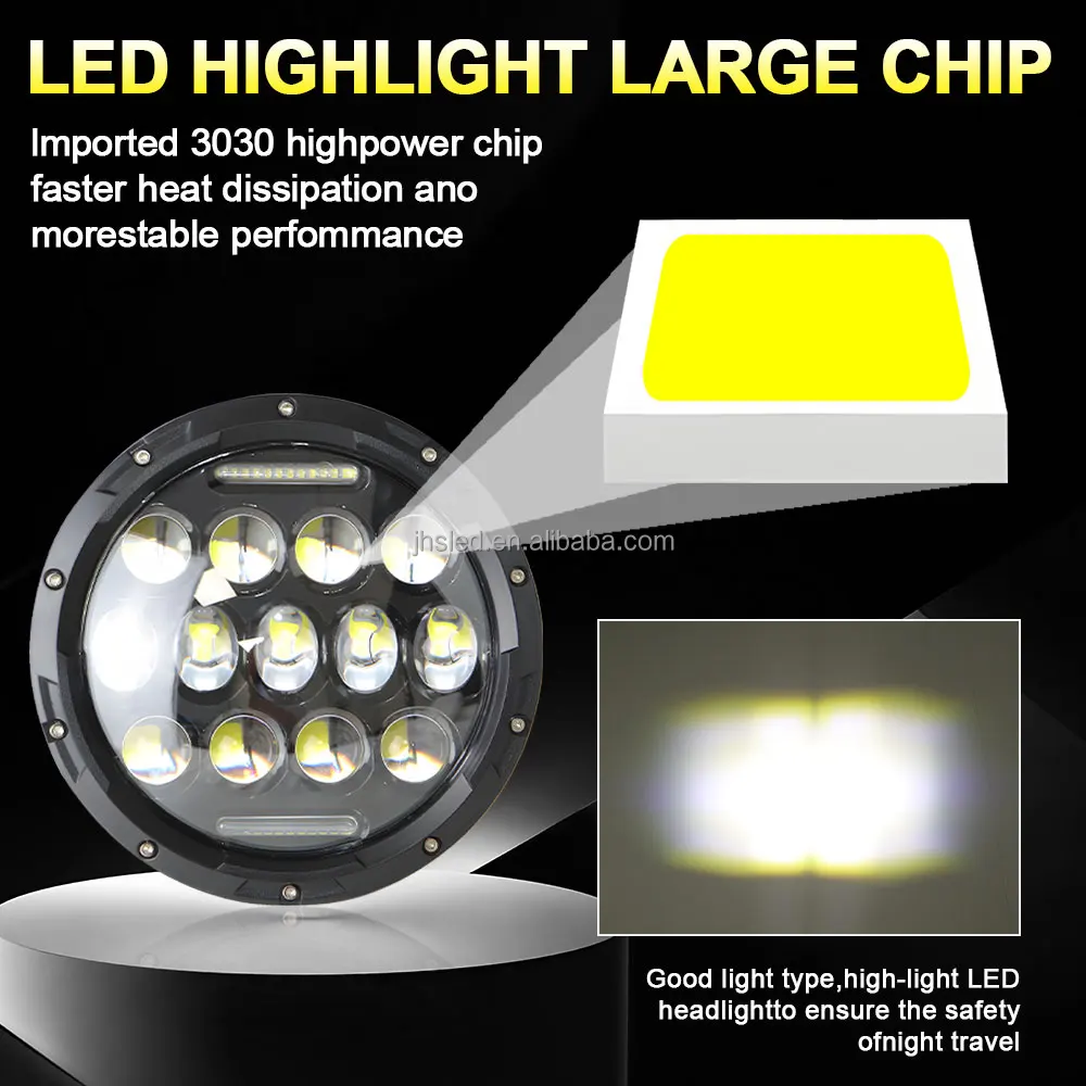 High Power 7inch Round Led Motor Lights Drl Led Headlight Hi Lo Beam ...