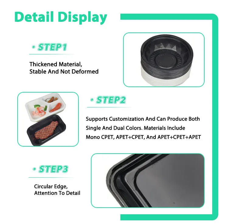 Goodmax Custom Disposable Black Rectangular 3-compartment Cpet Plastic ...