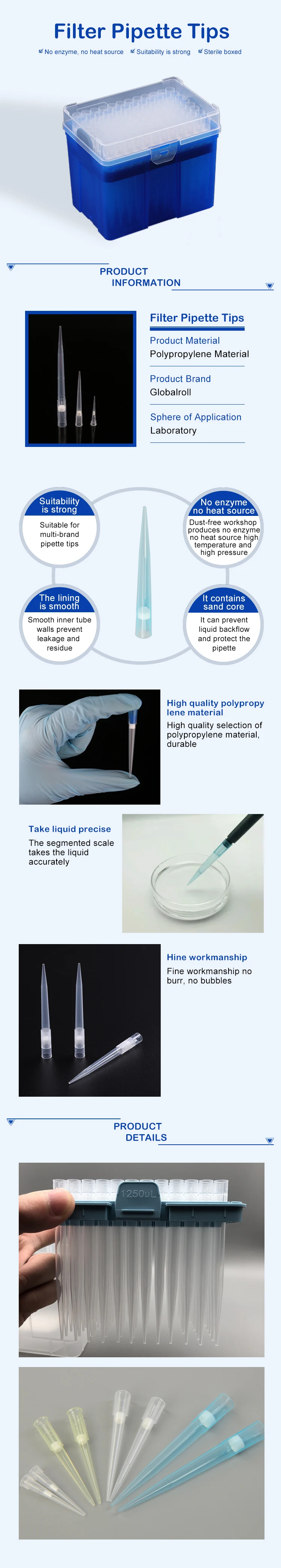 Laboratory Consumables Yellow Blue Plastic Adjustable Sterile 100Ul ...