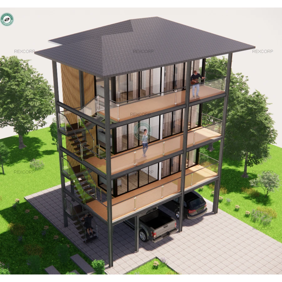 Modular Container Hotel with Car Park - 3 Storey Seaview