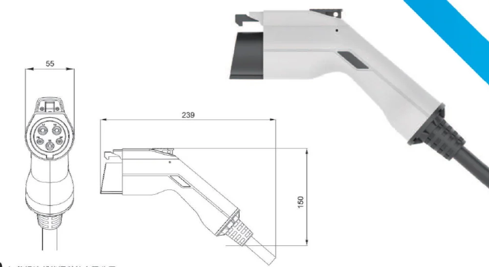 Type 1 Charging Cable Gun 16a 32a 5m Sae J1772 Female Ip65 Waterproof ...
