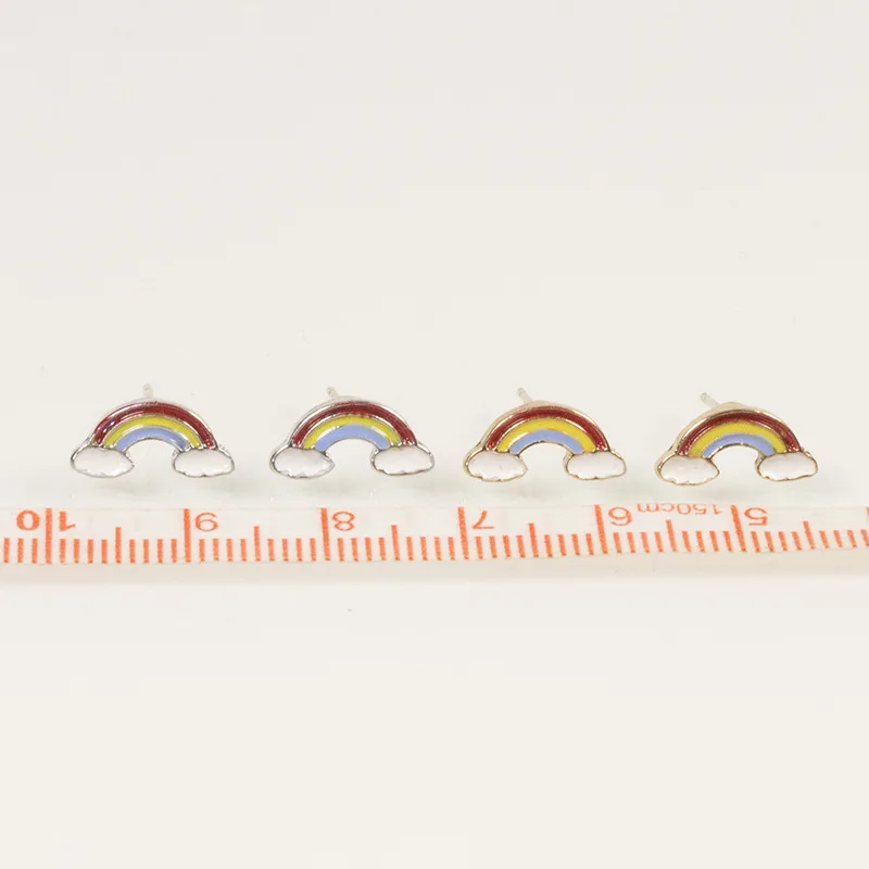 Colorful Enamel Rainbow Tiny Stud Earrings Toddlers Children - Buy Tiny Stud Earrings,Rainbow ...
