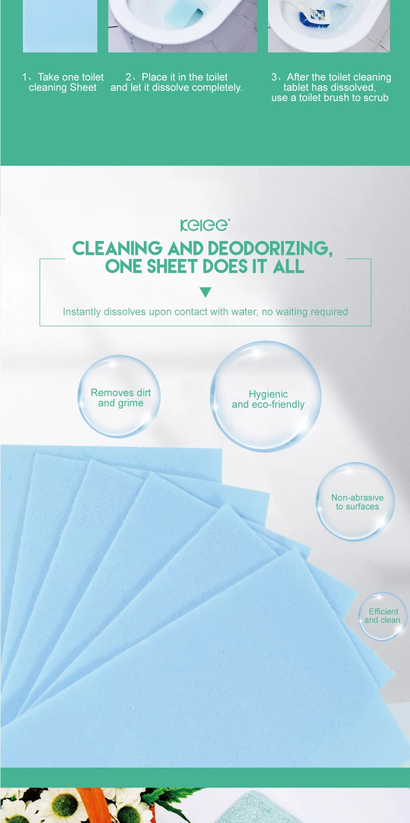 KELEE Foaming Toilet Cleaning Sheet - Eco-Friendly & Efficient