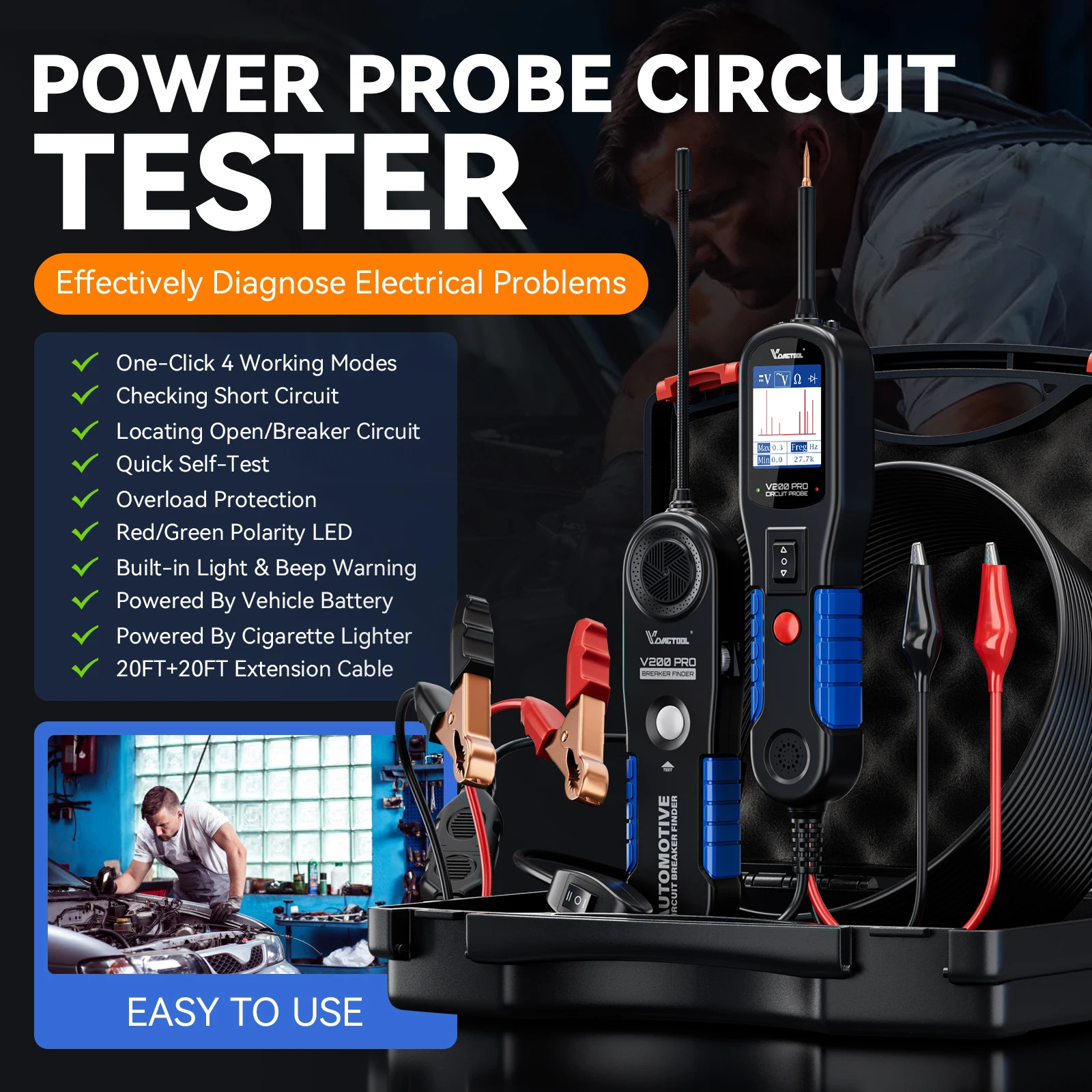 VDIAGTOOL V200 Pro - Reliable Automotive Power Circuit Tester