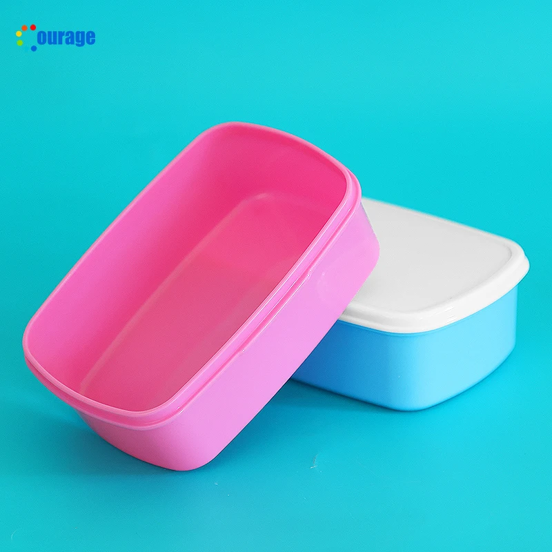 blue pink blank sublimation plastic blank lunch box with aluminum for ...