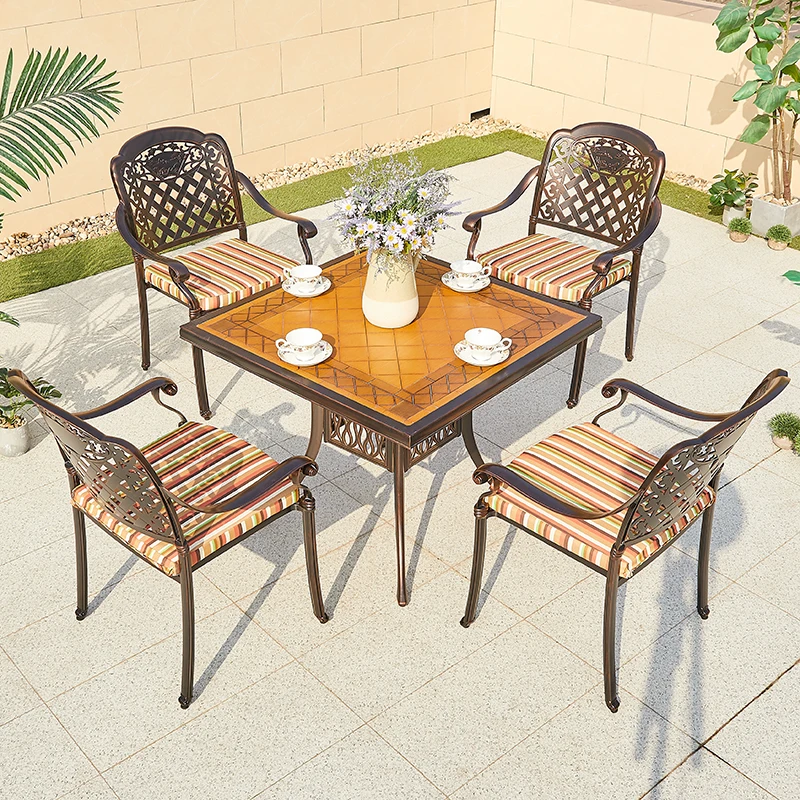 Modern Garden Furniture Outdoor Cast Aluminum Courtyard Square Coffee ...