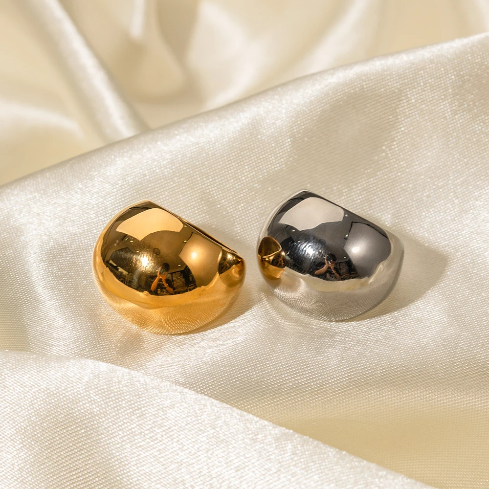 Waterproof 18K Gold-Plated Stainless Steel Rings for Women