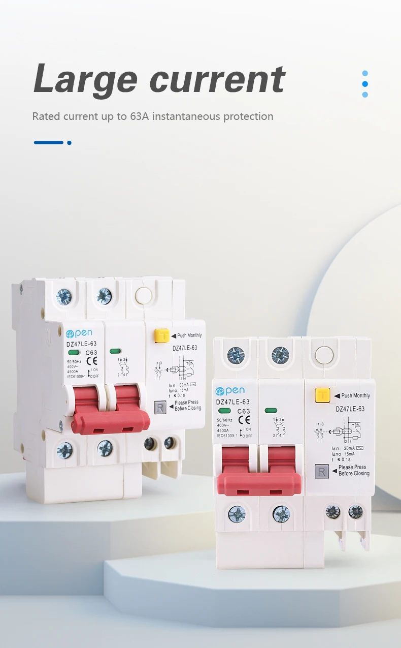 Open Electric DZ47LE-63 400V 2P+N 40A 30ma RCBO Circuit Breaker
