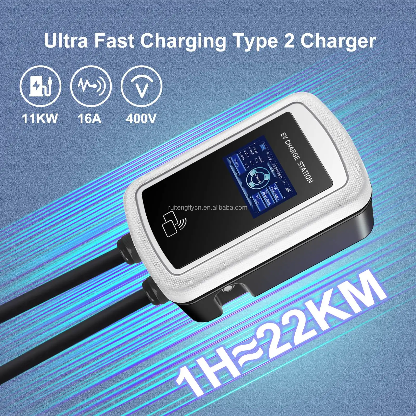 Wall Mounting EV Charger 7KW 11KW 22KW Fast Charging Station EV Wall ...