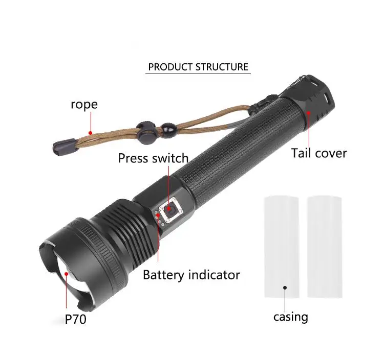 Outdoor Lamps 3000 Lumen Torch Light Led Flashlight Long Range Powerful ...