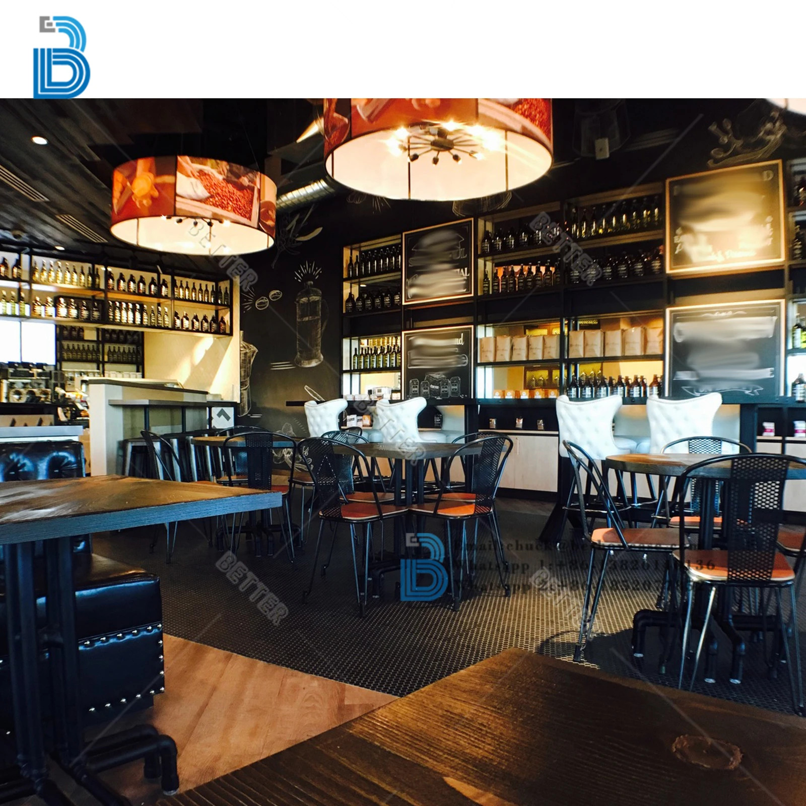 Custom Coffee Shop Interior Design Wooden Coffee Bar Counter Vintage ...