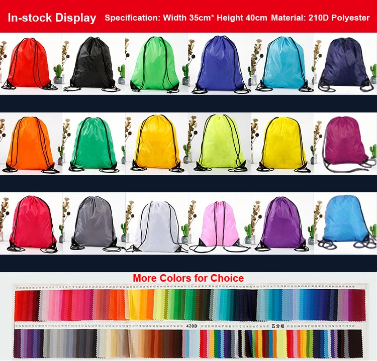 Custom Draw String Bag Logo Printing Waterproof Sports Polyester Nylon ...