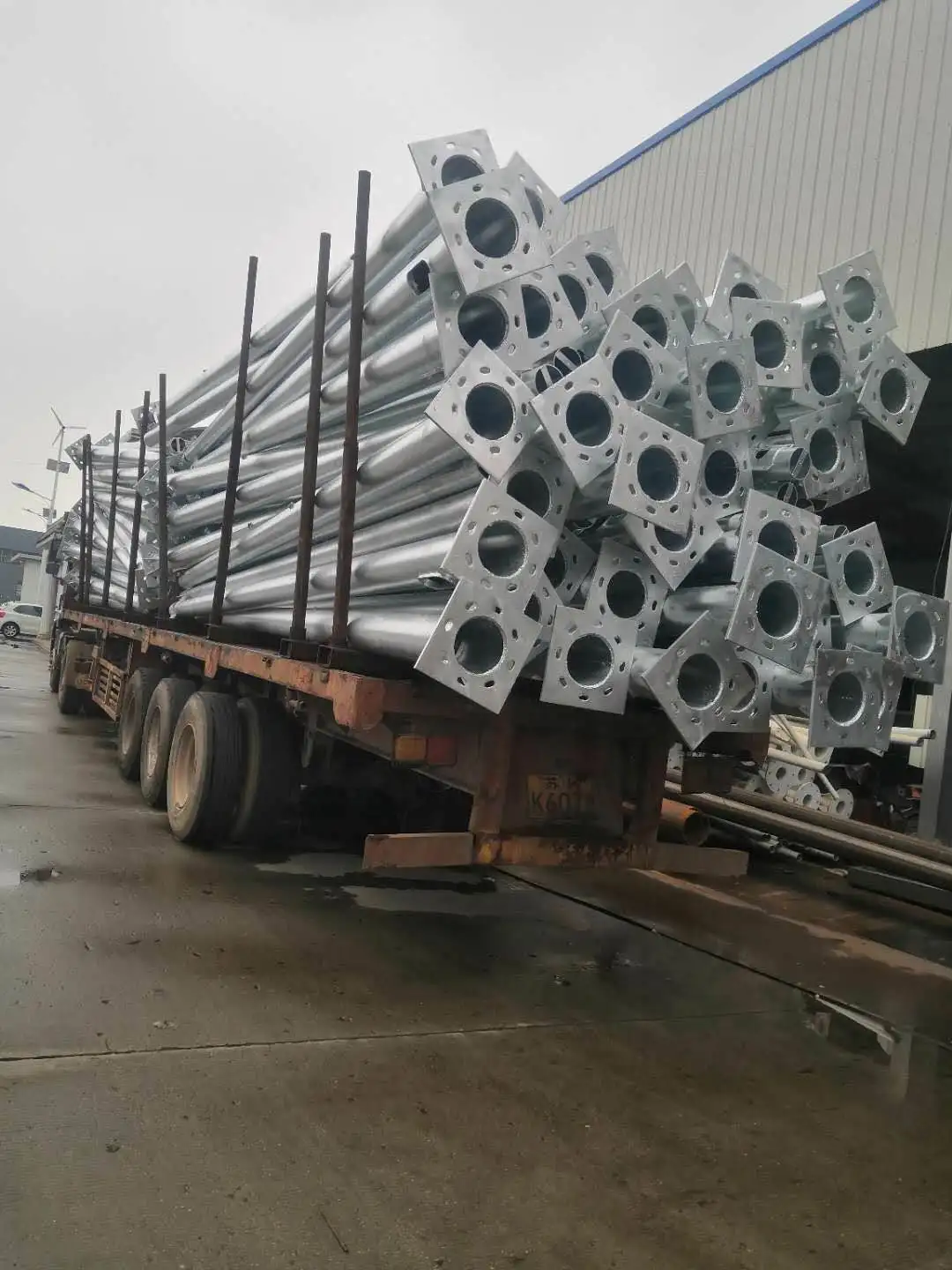 Outdoor Single Double Arm Galvanized Steel Post Traffic Street Light ...