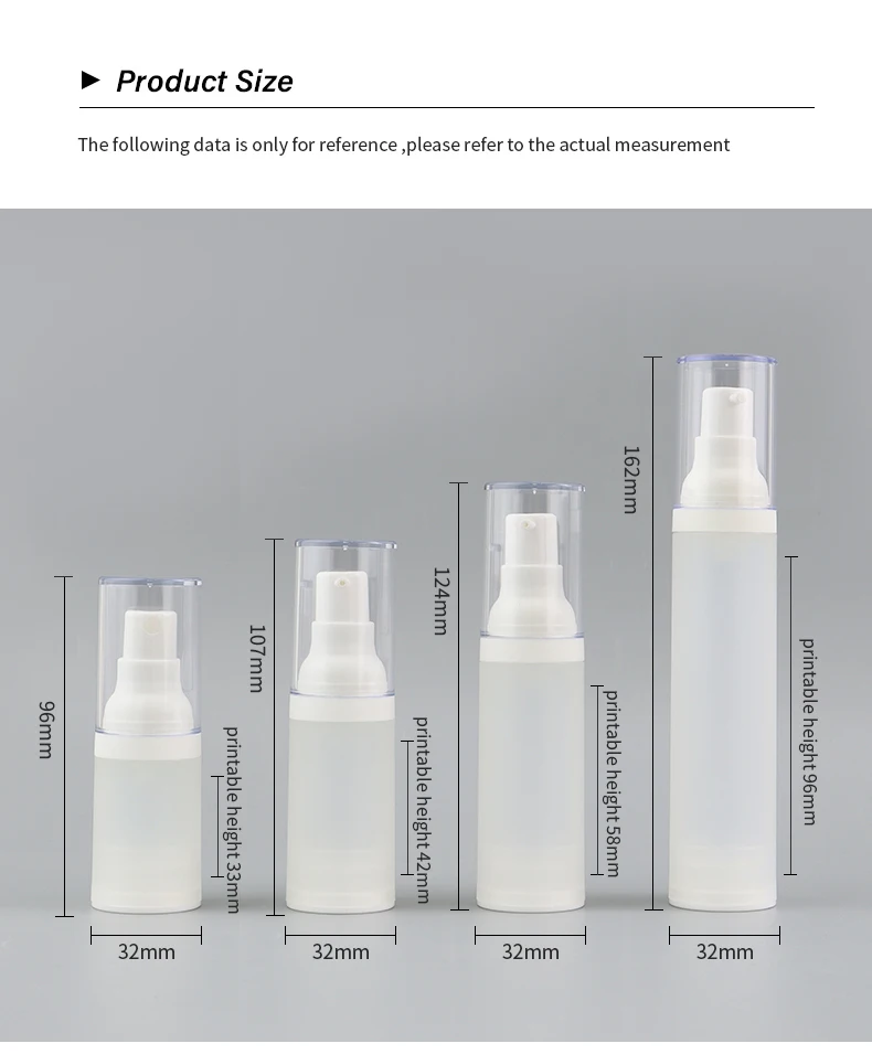 Refillable Plastic PP 15ml 20ml 30ml 50ml Skin Care Serum Packaging Frosted Airless Pump Spray ...