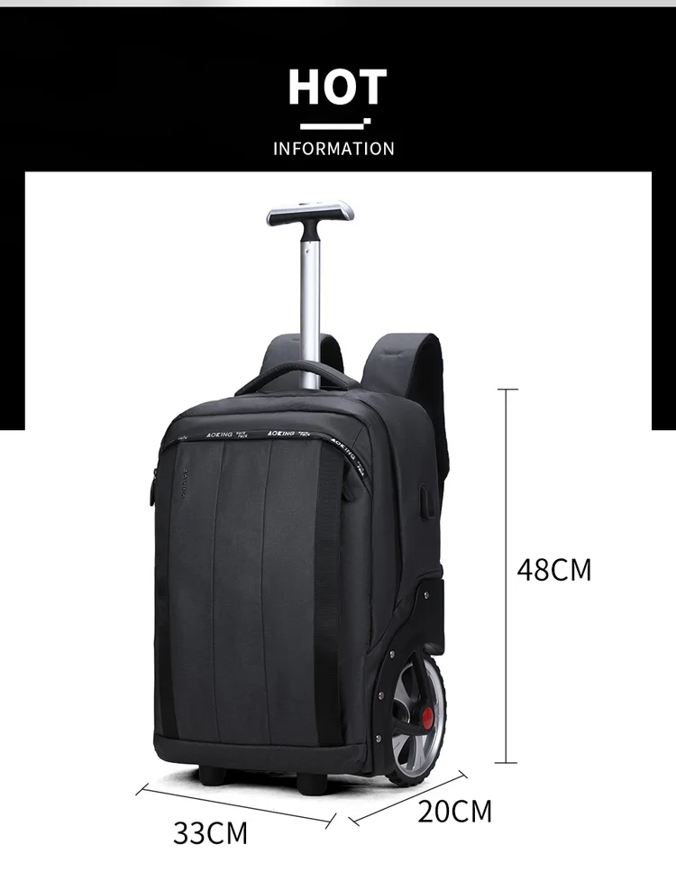 Aoking 50L USB Men's Business Travel Wheeled Backpack