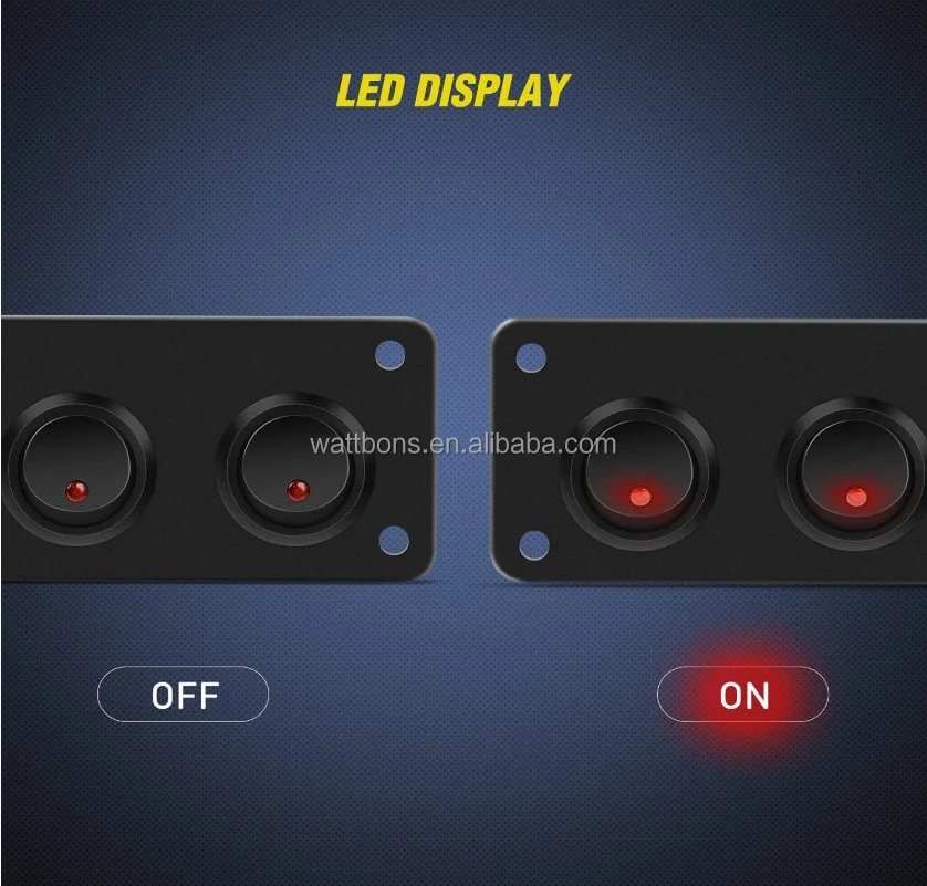 5 Gang Taiheng Rocker Switches 12v 3 Pin On Off Led Light Car Truck ...