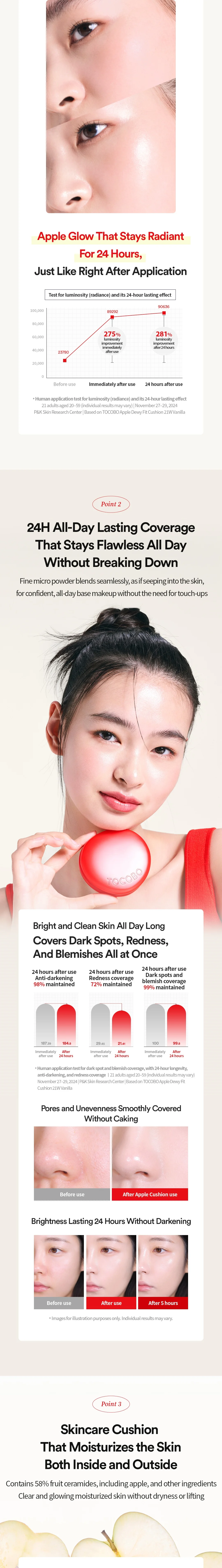 TOCOBO Apple Dewy Fit Cushion 21W Vanilla hydrating SPF50+ PA++++ 58% ...