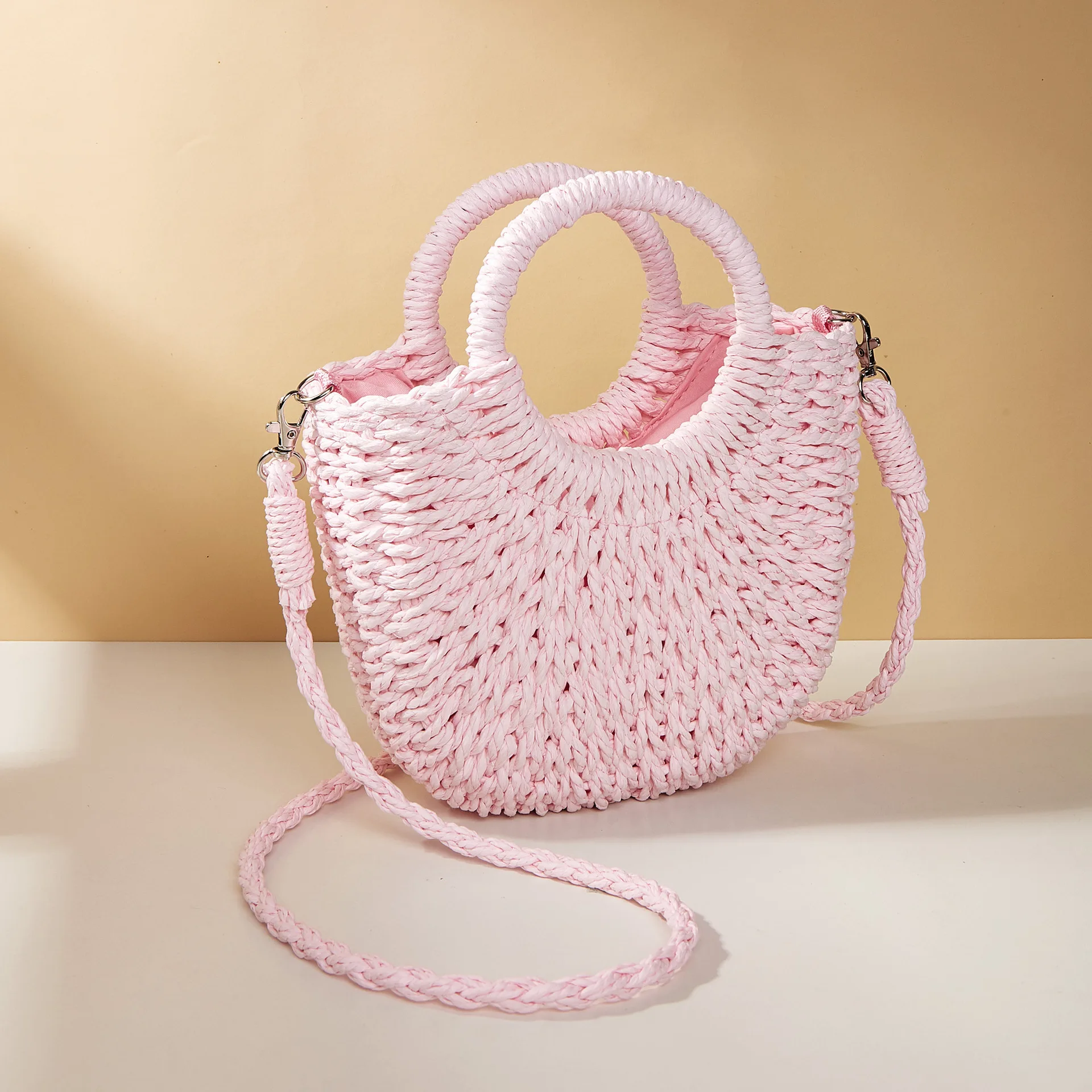 Cpc Half Moon Straw Bag Crossbody Bag For Girl And Women Simple Style ...