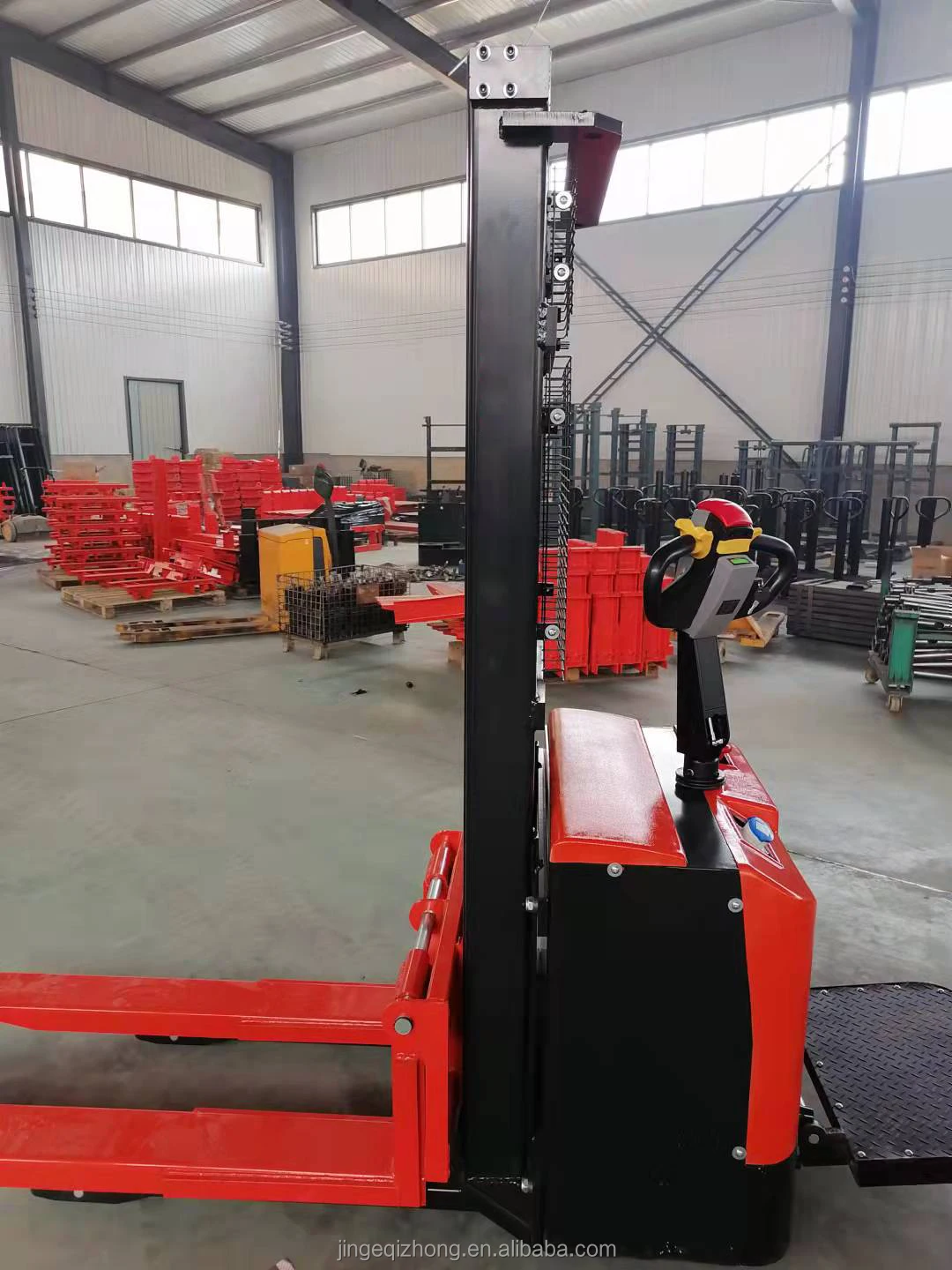 2T Stand on Type Electric Pallet Forklift Reach Lifting Full Electric ...