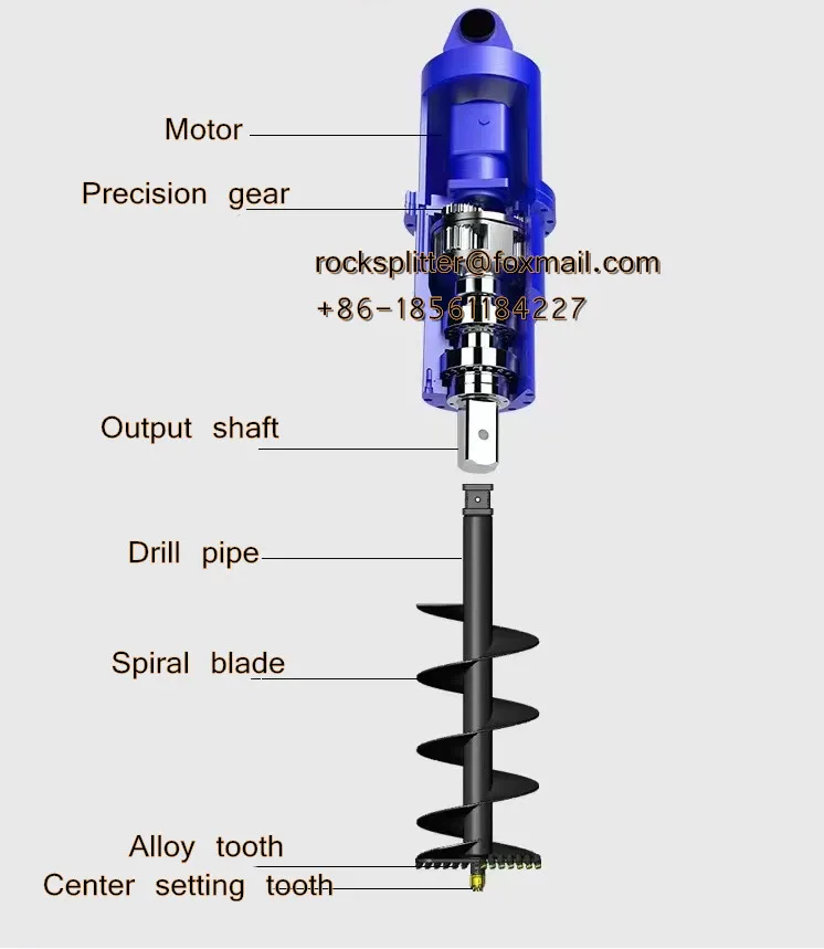 Excavator Attachments Hydraulic Rotary Drill Rigs Power Earth Augers ...