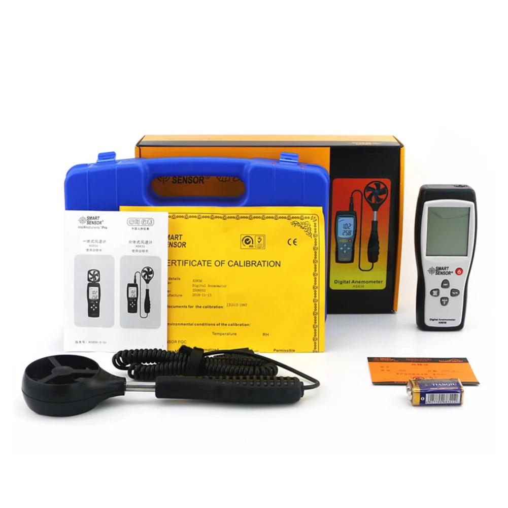 Digital Air Flow Meter Smart Sensor As836 Anemometer Wind Speed Meter ...