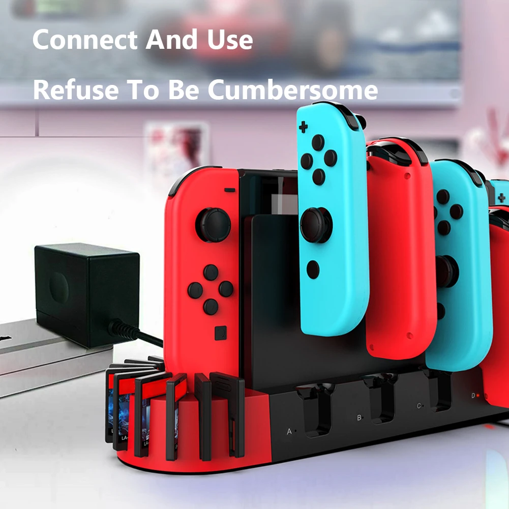 For Nintendo Switch Charging Station 4 Port Holder 9 Games Slots ...