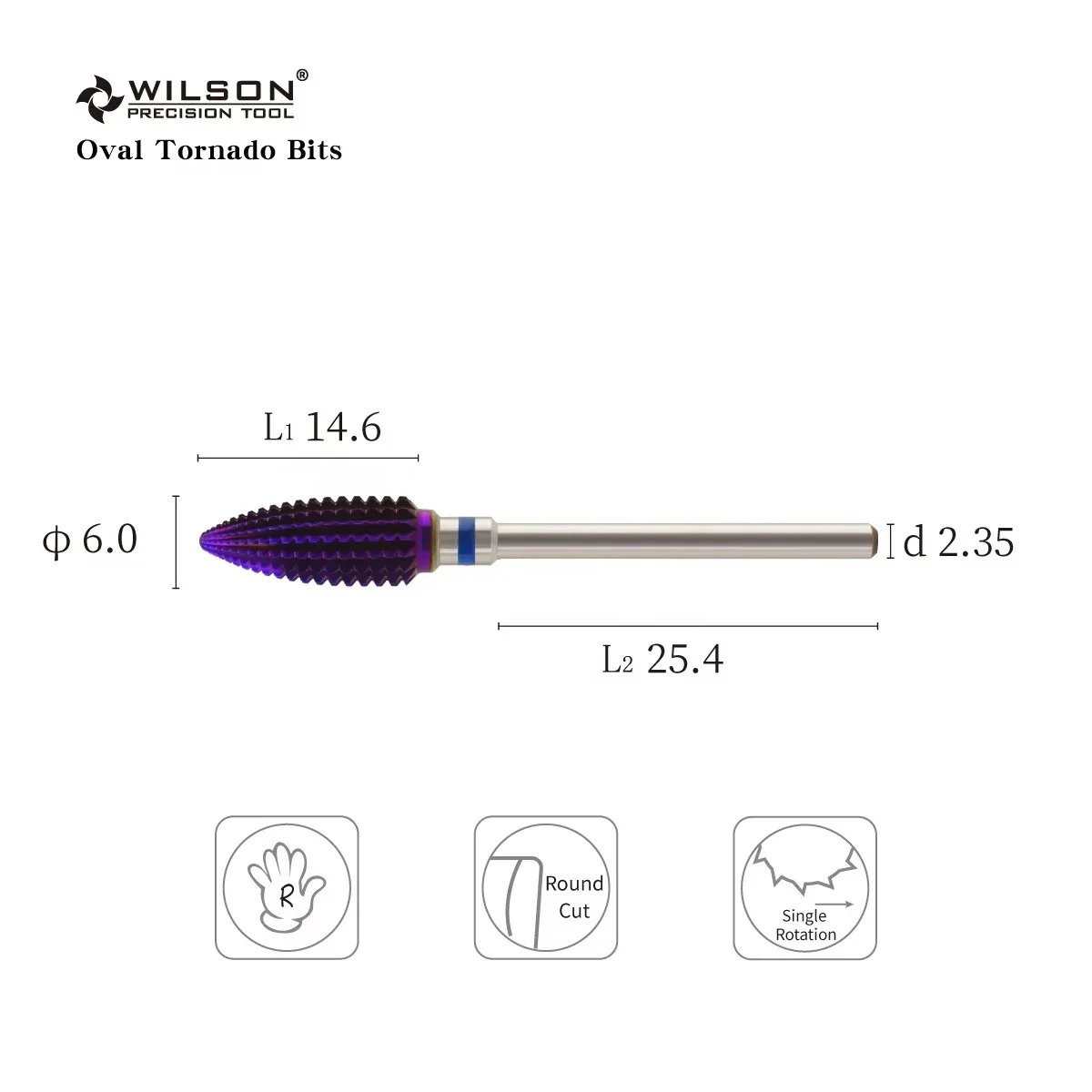 6.0mm Oval Tornado Bit (straight Cut) Purple Coating Premium Quality Dc ...