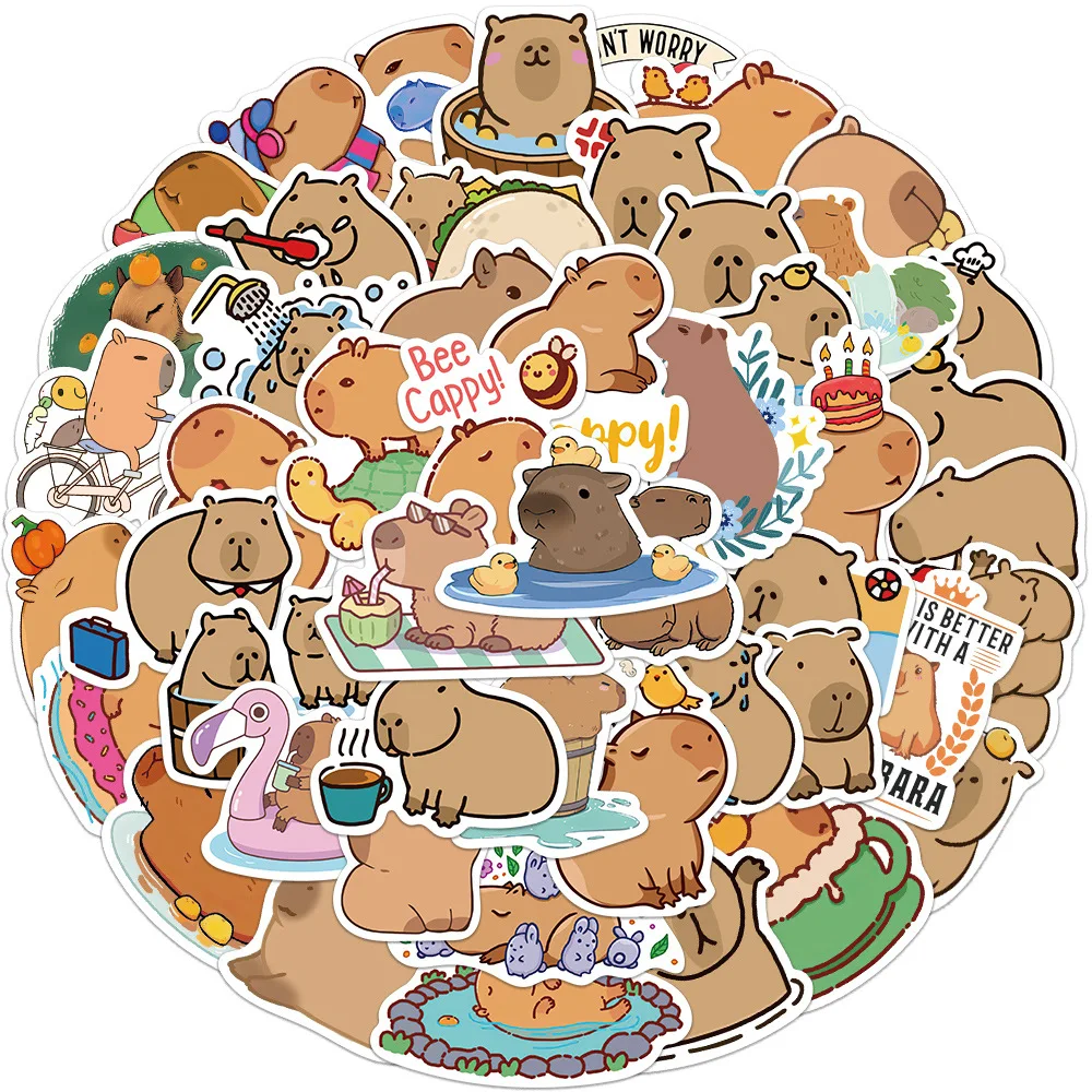50Pcs Cute Capybara Cartoon Memes Decorative Stickers For Scrapbook ...