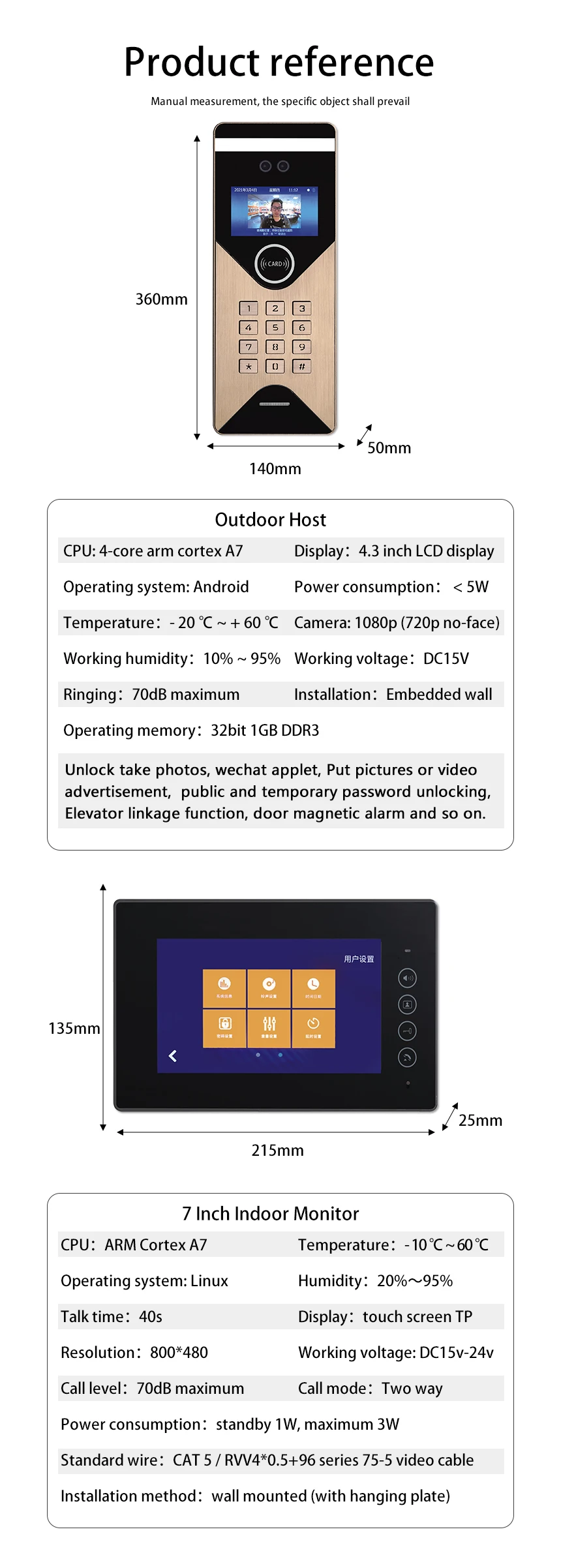 Full Digital Building Intercom With Face Card Recognition Waterproof ...