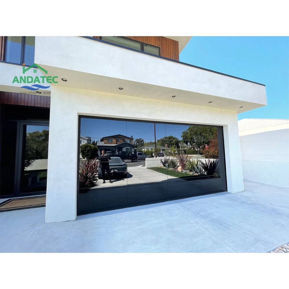 16x7 Frosted 8ft Glass Retractable Garage Door - Modern Design, Anti ...