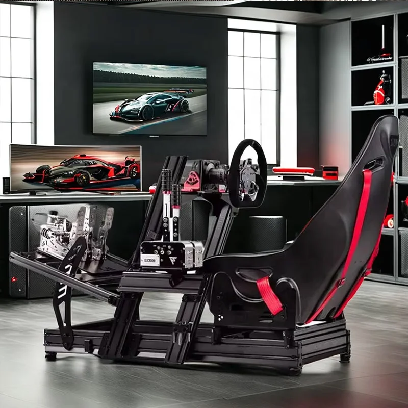 Silver Aluminum Sim Racing Cockpit With Tv Stand Support - Oem/odm