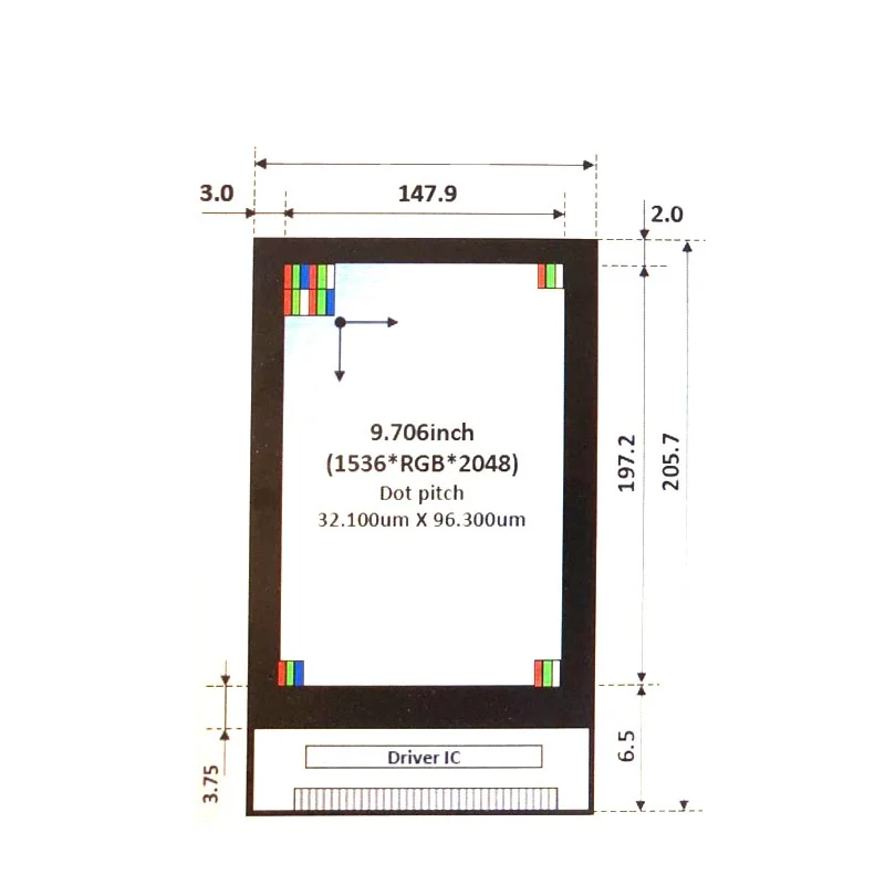 9.7inch Reflective Lcd 1536x2048 Portrait Display In Cell Capacitive ...