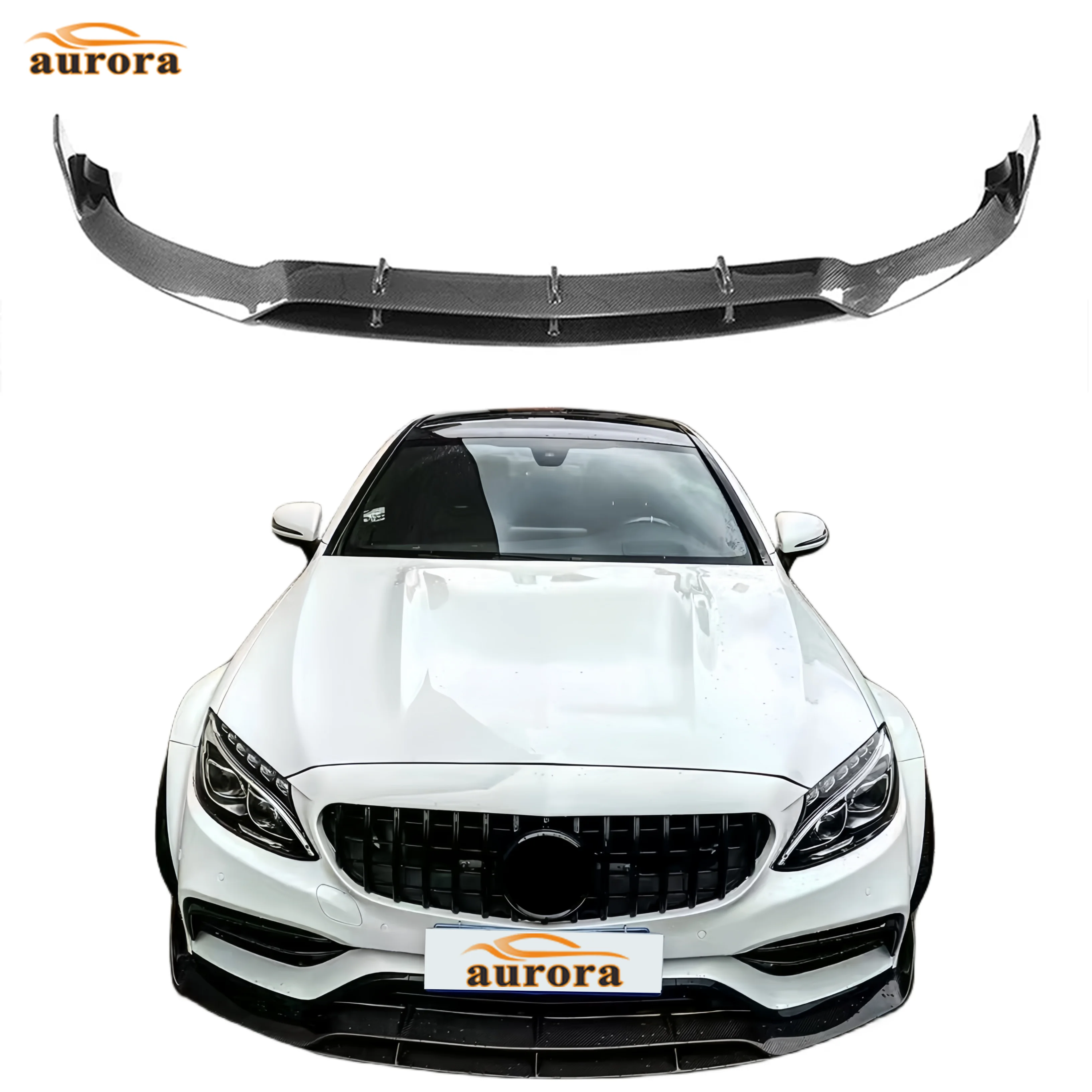 Carbon Fiber W205 Front Bumper Lip For Mercedes Benz C-class W205 C63 ...