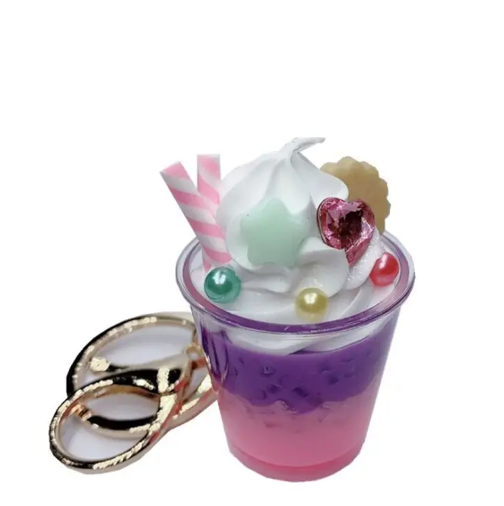 Cute Pearl Milk Tea Liquid Keychain Cat Simulation Pendant Bag Charm ...