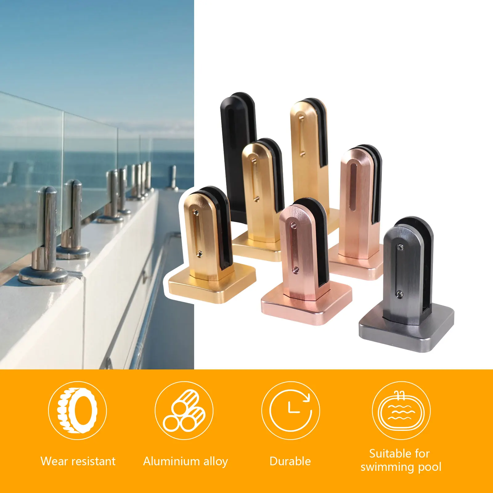 Customized Aluminum Exterior Swimming Pool Glass Clamp Holder 130mm ...
