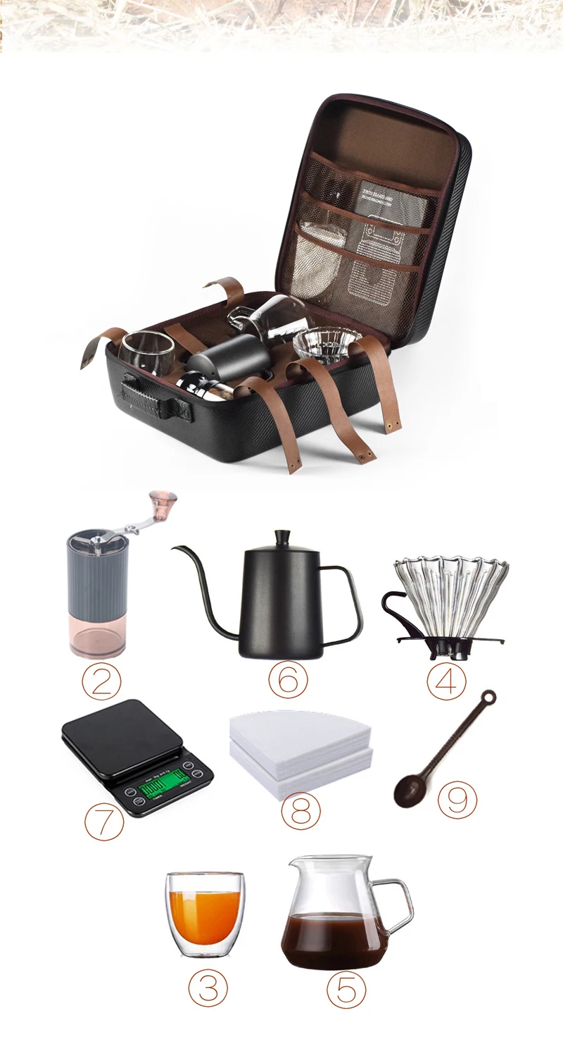 V Shaped 60 Barista Coffee Set With Pour Over Kettle & Manual Coffee ...