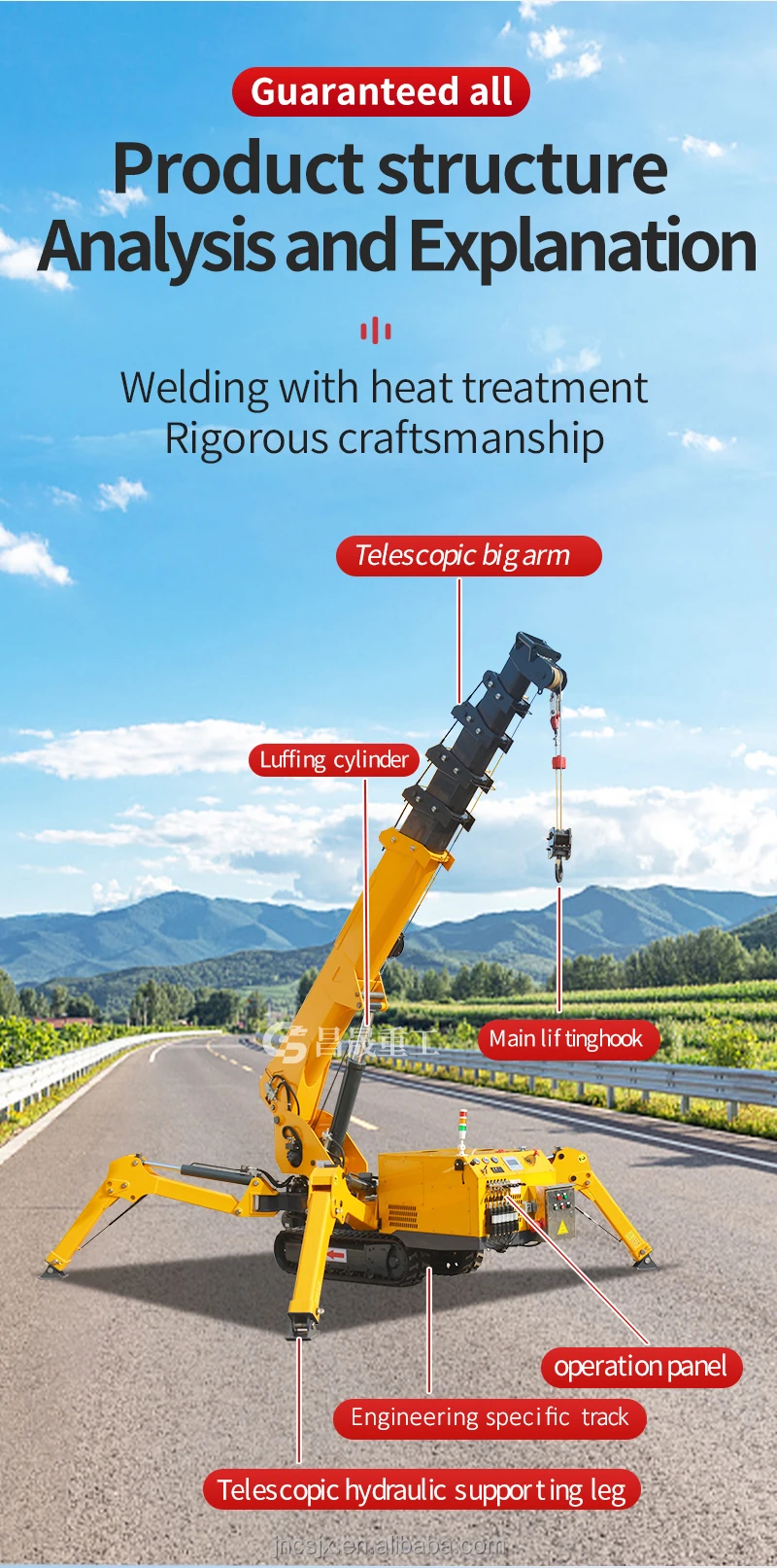 Indoor Outdoor Electric Telescopic Spider Crane 2ton 5ton 8ton - Buy ...